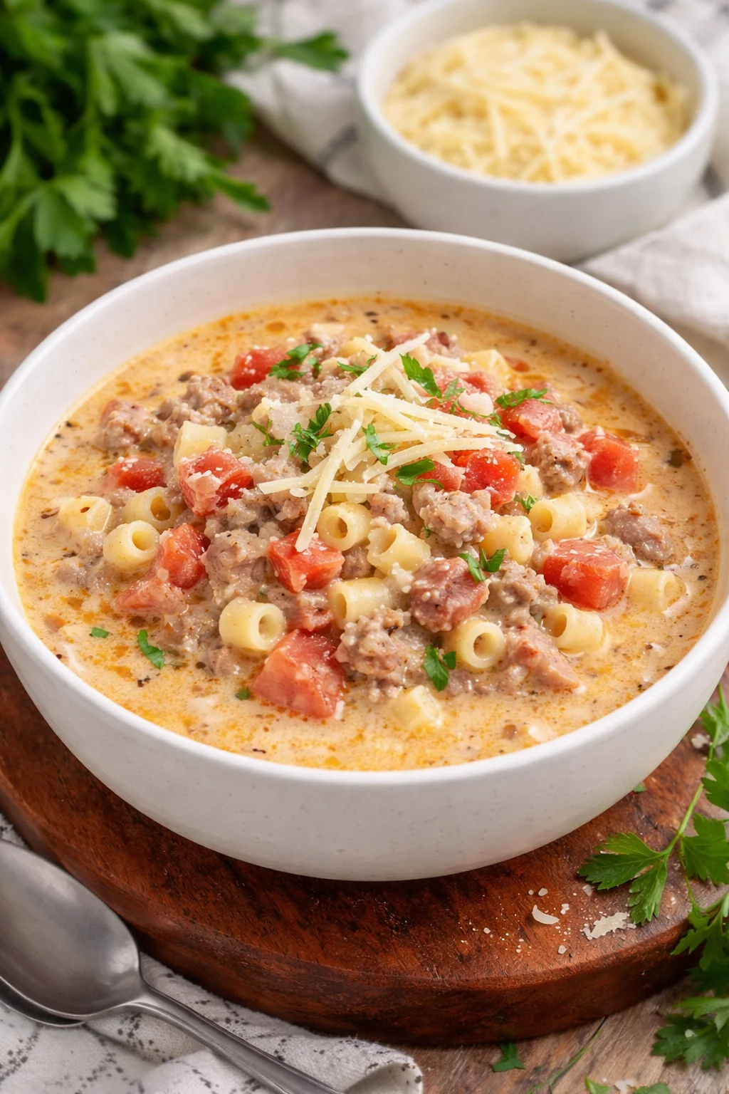 Creamy Parmesan Italian Sausage Soup - recipezenith